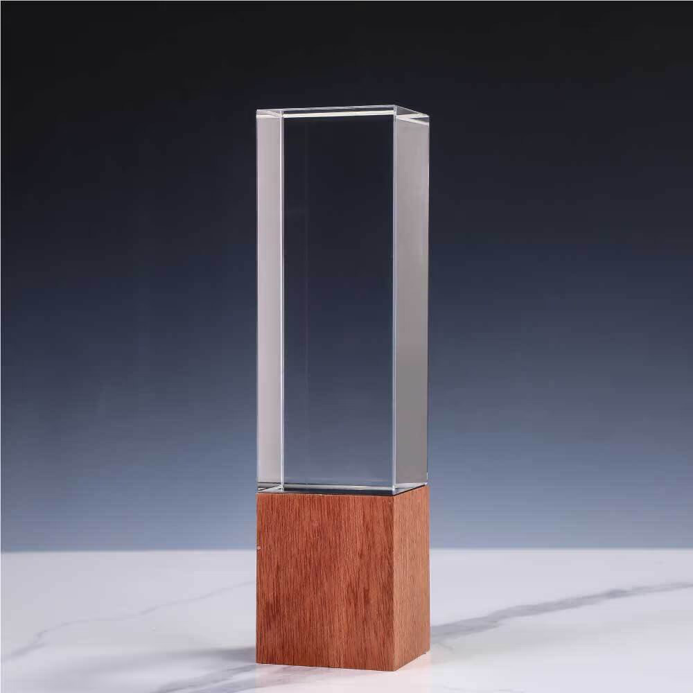 Cuboid Shaped Crystal Awards with Wooden Base Buy Online in Dammam ...